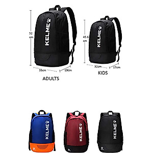 KELME Sports Soccer Bag - Backpack for Adults and Kids – Separate Cleat and Ball Holder for Basketball, baseball & Football (Blue/Orange, Adults)