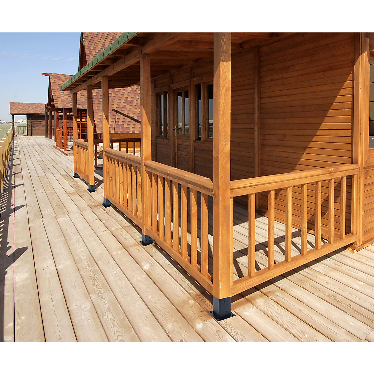 (4 PCS) LADECH 4x4 Wood Fence Post Anchor Base, 2mm Thick Steel and Black Powder Coated,Come with Wood Screws and Concrete Anchors (Black - 4 PCS)