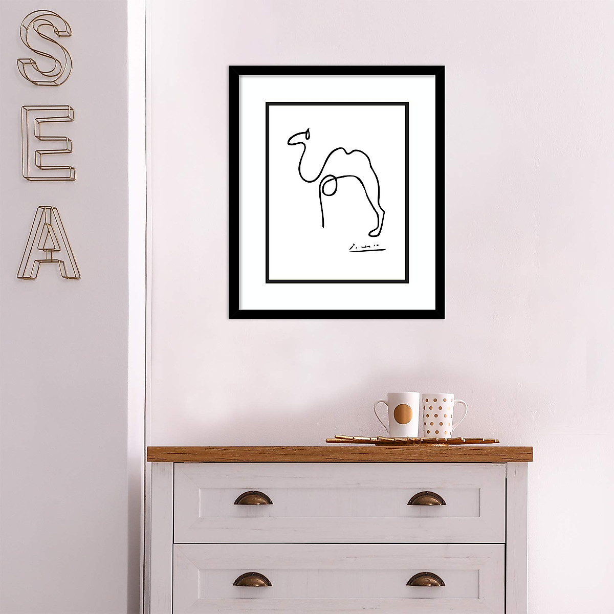 Amanti Art Framed Wall Art Print 20x17 The Camel by Pablo Picasso, Animals Wall Art, Museum Masters Classics Decor, Small Poster Painting Artwork for Living Room, Bedroom, Bathroom, Kitchen, Office