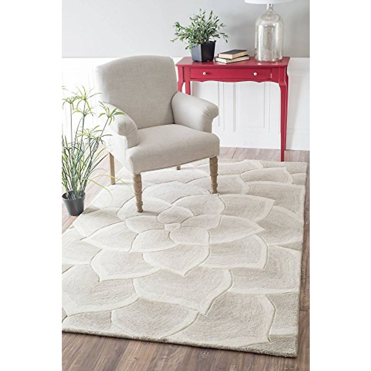 nuLOOM GOL Hand Tufted Wool Area Rug, 5' x 8', Ivory