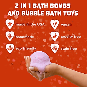 Valentines Bath Bombs for Kids with Surprise Toys Inside (Gift Set) - Lovely Holiday Bath Bomb, USA Made, Kids Safe Ingredients - Perfect Valentines Day Gifts for Kids by Two Sisters