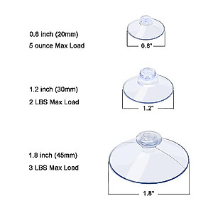 AQUANEAT 30 Packs Suction Cups Without Hooks 0.8/1.2/1.8 Inch Clear Sucker Pads for Glass Home Organization Decoration
