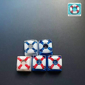 Handmade R4 Keycap Ring Buoy Marine Style Thick Resin Shine Through Backlit Keycaps for Cherry MX Gaming Mechanical Keyboard (NO.2)