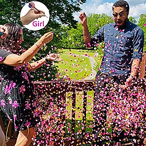 Lopeastar Gender Reveal Balloons Boy or Girl with Confetti and Dart, 2Pack 36inch Large Black Balloons Blue Pink for Gender Reveal Party Decoration