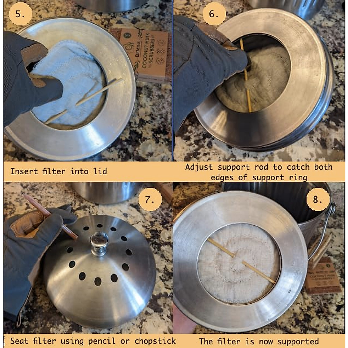 BeMind Compostable Compost Bin Filters(2)Plastic Free! Fits Bins 5-8"|Biodegradable Charcoal Filters for Compost Bucket| Zero Waste Compost Filters for Countertop Bin|Compost Bin Filters Charcoal