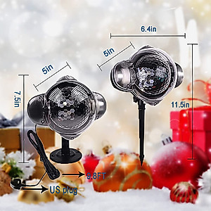 Snowflake Lights Projector Christmas LED Snowfall Projection with Remote Control, Waterproof for Indoor Outdoor Christmas Halloween Birthday Party Wedding Home Garden Decor (White-Snowflake)