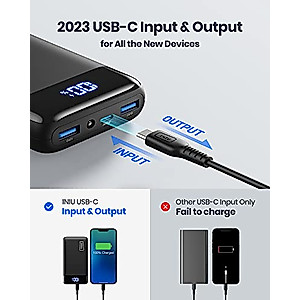 INIU Portable Charger, 22.5W 20000mAh USB C in & Out Power Bank Fast Charging, PD 3.0+QC 4.0 LED Display Phone Battery Pack Compatible with iPhone 14 13 12 Pro Samsung S21 Google LG iPad Tablet, etc.
