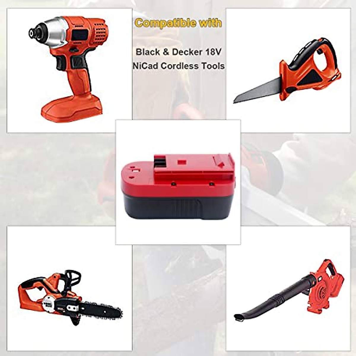 ELEFLY 2 Pack 18V 3.8Ah Ni-CD HPB18 Battery Replacement for Black and Decker 18V Battery HPB18 HPB18-OPE 244760-00 FS18FL FSB18, Compatible with Black & Decker 18 Volt Cordless Power Tools