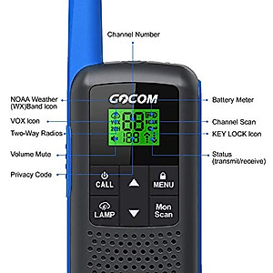 GOCOM G600 Family Radio servie (FRS) Walkie Talkies for Adults, Long Range Two Way Radios Rechargeable, Frequency Range:462.55-462.725MHz,467.5625-467.7125MHz UHF