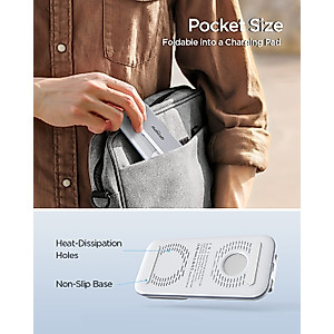 Magnetic Charging Station,Hohosb 3 in 1 Foldable Wireless Charger Stand[Compatible with Magsafe Charger] for iPhone 14/13/12 Series, AirPods Pro/3/2,Apple Watch/iWatch(18W Adapter Included)-White