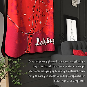 Franco Miraculous: Tales of Ladybug and Cat Noir Kids Bedding Super Soft Micro Raschel Throw, 46 in x 60 in, (Officially Licensed Product)