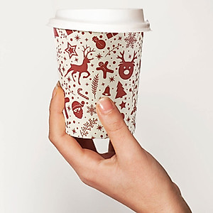 100 Pcs Christmas Paper Cups Disposable Cup 9 oz Christmas Coffee Cup Hot Chocolate Tea Drinking Paper Cups Christmas Party Supplies for Holiday Party Xmas Hot Cold Beverages