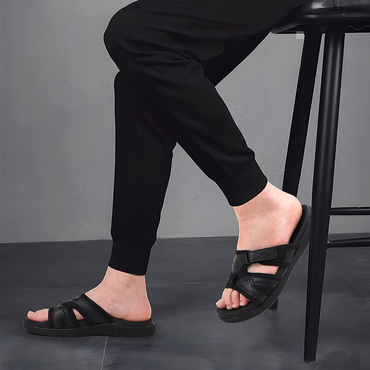 COFACE Mens Sport Recovery Sandals Plantar Fasciitis Soft Cushion Lightweight Orthotic Slides for Men AllBlack Size 13