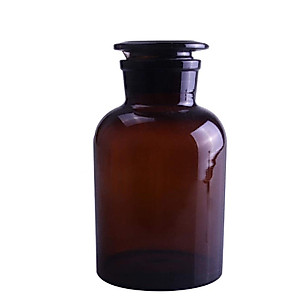 Deschem Lab Amber Glass Reagent Bottle,Wide Mouth,Brown Flask With Ground Stopper