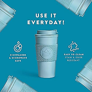 Neon Kactus - Double-Walled Coffee Cup, Reusable Coffee Cup with Resealable Lid, Food-Grade Silicone Seal and Sleeve, Insulated Coffee Tumbler, Leakproof Travel Mug, Recyclable, Super Sonic, 16oz