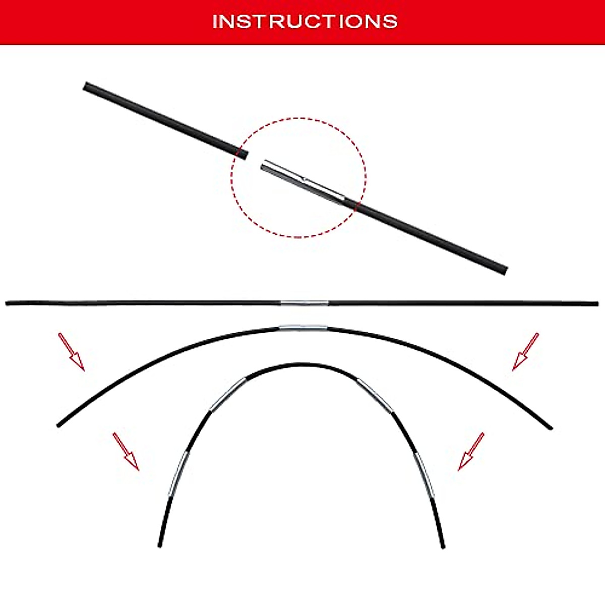 Greenhouse Tunnel with Clips,Set of 6,Greenhouse Hoops for Supporting Garden Row Covers to Protect Plants from Frost, Insects, Birds, or Intense Sun