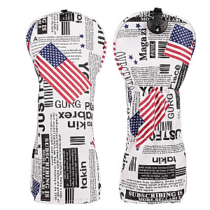 Golf Builder 3pcs/Set USA Stars and Stripes Newspaper Print Golf Club Driver Fairway Wood Head Covers 1 3 5 Wood Covers