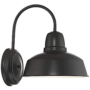 John Timberland Urban Barn Rustic Industrial Farmhouse Outdoor Barn Light Fixture Black Gooseneck Arm 13" for Exterior Barn Deck House Porch Yard Patio Outside Garage Front Door Garden Roof