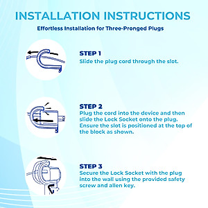 Lock Socket Outlet Lock - Anti Theft Outlet Lock to Secure Three Pronged Plugs, Innovative Way to Prevent Unplugging, Secure Locks for Cords, Includes Security Screw & Allen Wrench - Red