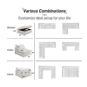 Cloud Modular Sectional Sofa,Large Down Filled Comfort V Shaped Sofa Couch for Living Room,Minimalist Wide Deep Seat Convertible Couches for Office Apartment,4 Seater and 1 Corner,White