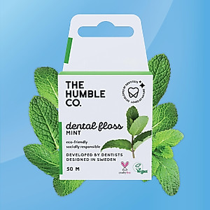The Humble Co. Dental Floss (4pack) - Vegan, Waxed Dental Floss with Xylitol, 55 Yards of Adult and Kids Floss for Gum Care and Dental Care (Mint)
