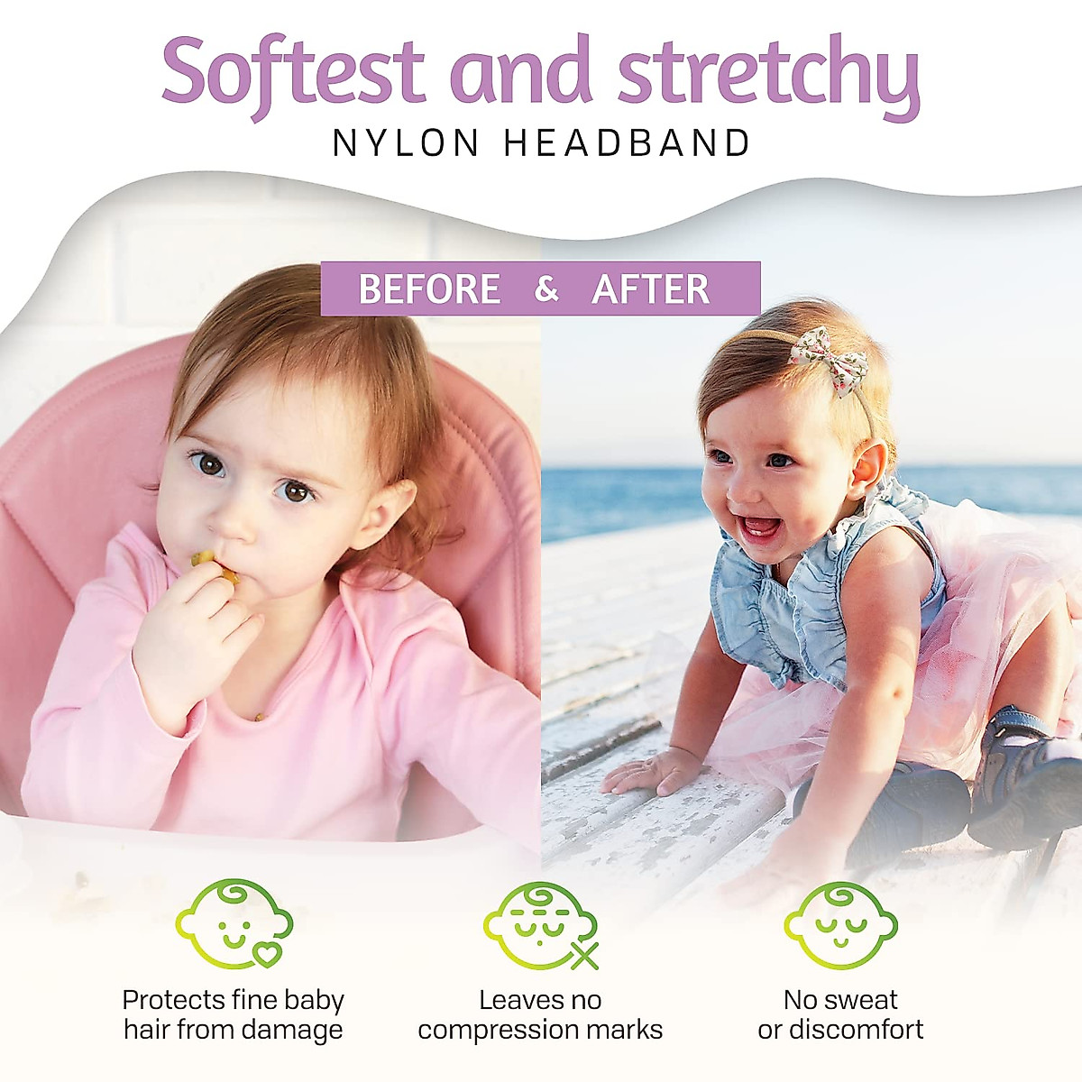 KiddyCare Baby Hair Accessories | Elastic Headbands, Bows, and Lazos Para Bebes | 10 Piece Assortment for Newborns and Girls