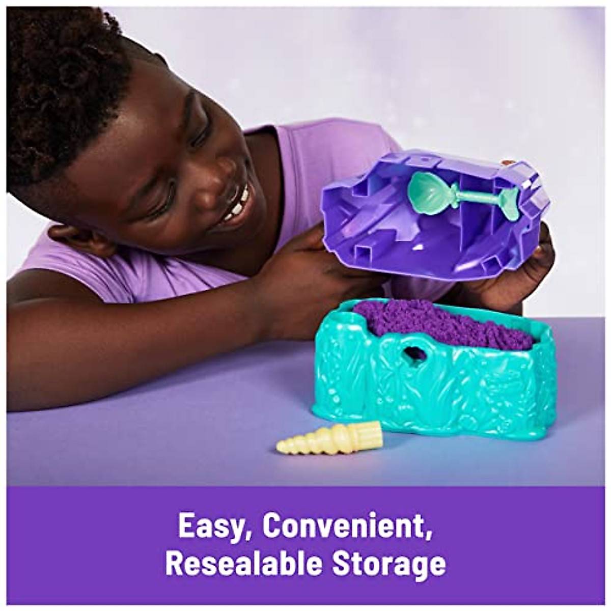 Kinetic Sand, Mermaid Crystal Playset, Over 1lb of Play Sand, Gold Shimmer Sand, Storage and Tools, Sensory Toys for Kids Ages 3 and up