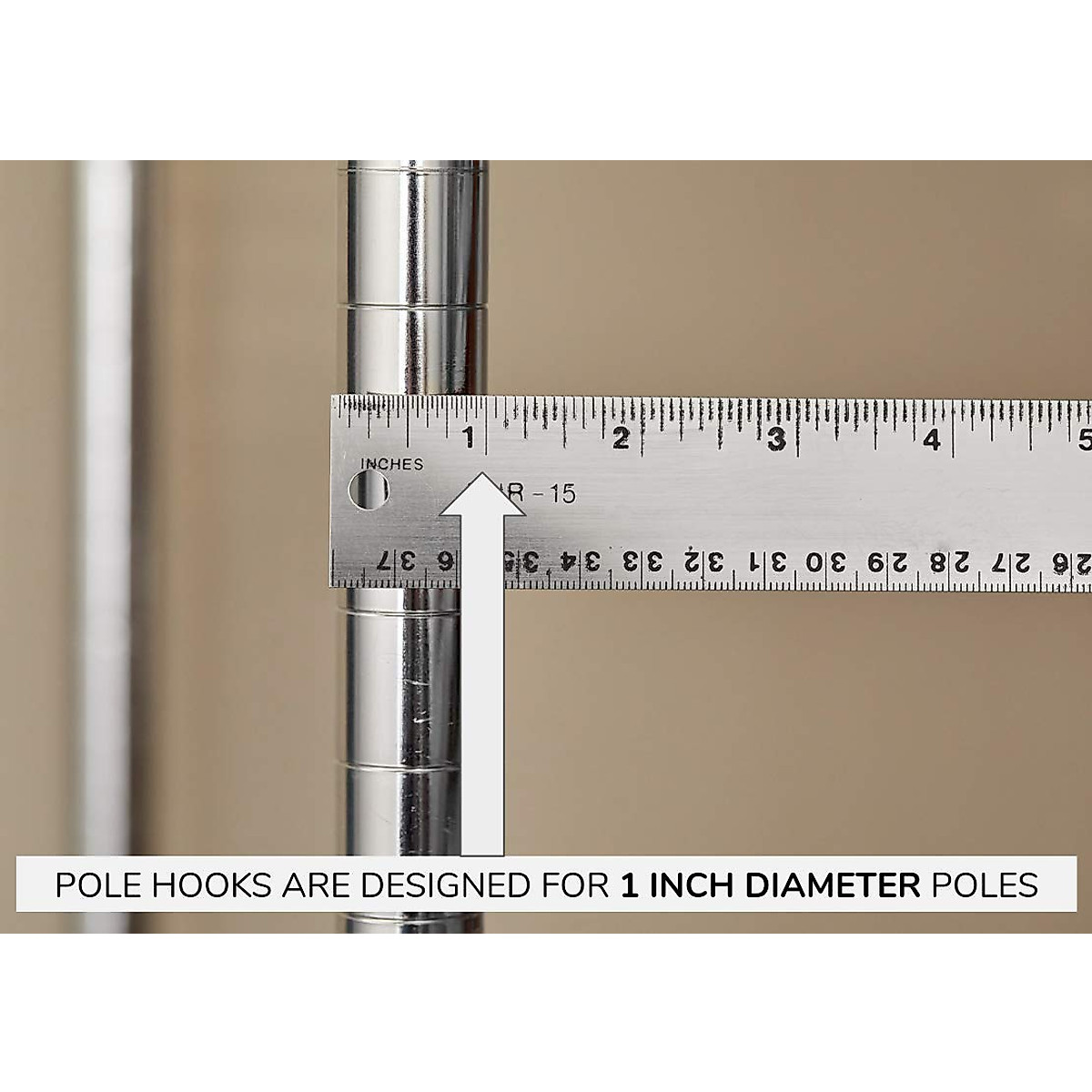 Pole Hooks 5-Pack | Utility Hanger Chrome | Best Solution for Garage Shelving Storage Organization | Use with Metal or Wire Shelves and Racks | Heavy Duty, Easy Installation