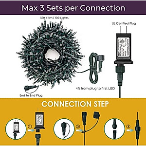 FAIRYTALE LIGHTING MAGIC TWINKLE, SOFT TWINKLE STRING LIGHTS 100 LED (WARM WHITE) 36 FT, Plug in, Connectable Waterproof Green Wire, Christmas Tree Decorations Indoor Outdoor Patio Yard Garden Wedding