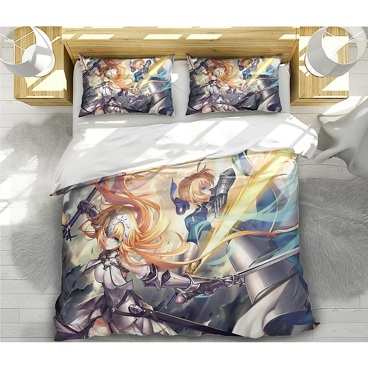 AKARDO Fate Grail War Anime Duvet Cover Soft 3D Printed Bedding Set with Comforter Cover 3 Piece Set Includes 2 Pillowcases and 1 Duvet Cover Machine Washable (08,Full (79"x90"))