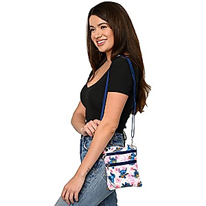Disney Passport Crossbody Bag Stitch All Over Print (Blue Pink)