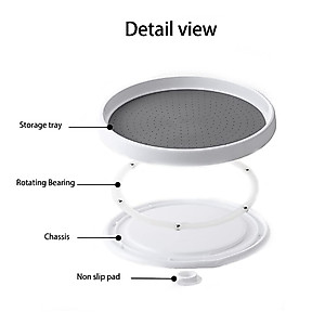 LUNKUIVY 4 Pack 10 Inch Non-Skid Lazy Susan Organizer, 360 Degree Rotating Round Spice Rack Lazy Susan Turntable for Cabinet, Refrigerator, Pantry and Toilet, Grey/White