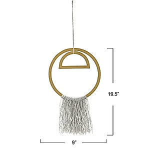 Main + Mesa Round Metal Wall Hanging with Tassel, Gold