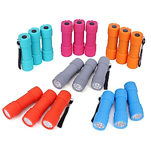 FASTPRO 18-Pack, 9-LED Mini Flashlight Set, AAA Batteries are Included and Pre-Installed, Perfect for Class Teaching, Camping, Wedding Favor