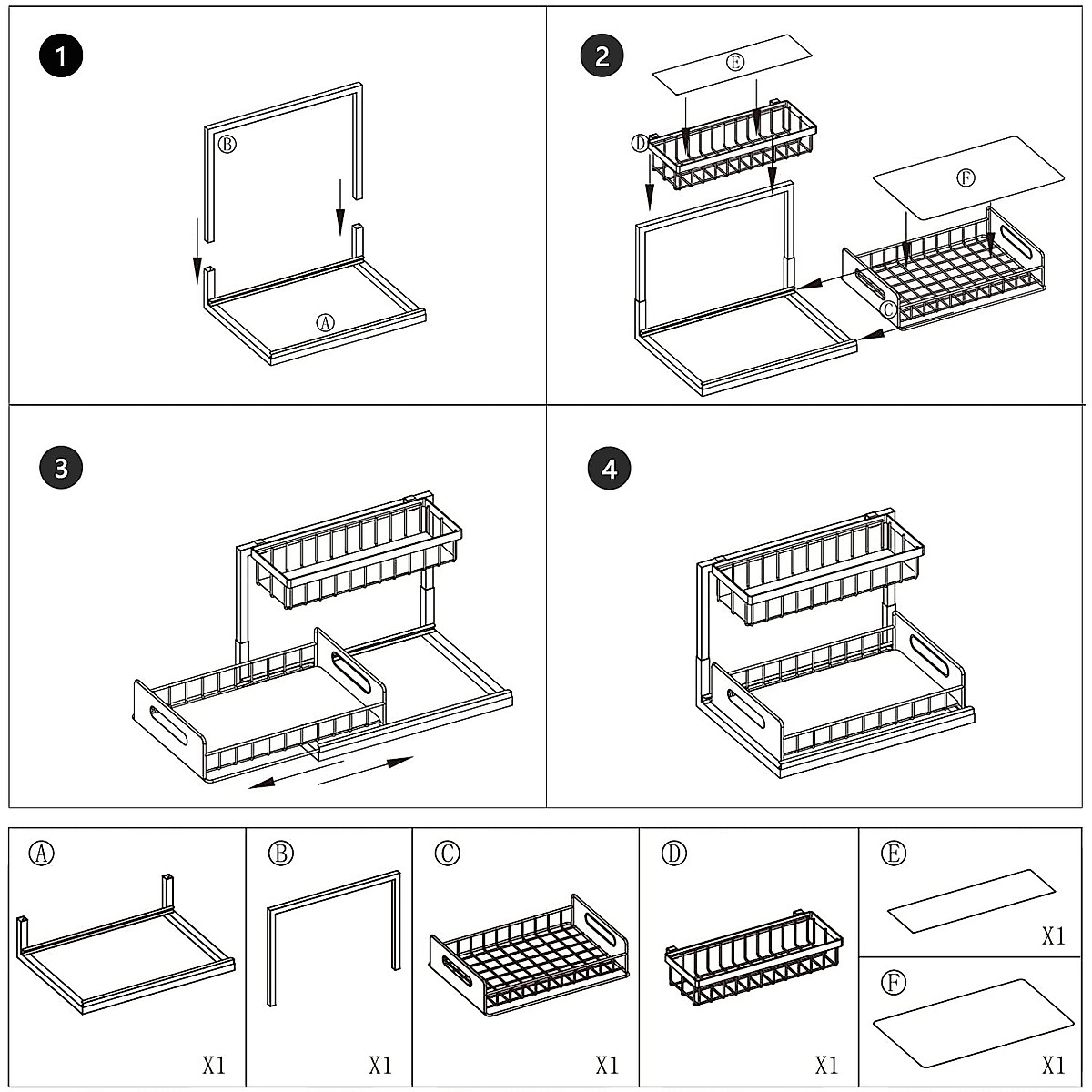 furihshe Under Sink Organizers and Storage, Pull Out Cabinet Organizer 2-Tier Slide Out Sliding Shelf Under Cabinet Storage Multi-Use for Under Kitchen Bathroom Under Sink Organizer