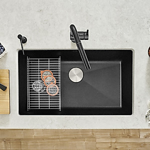 BLANCO, Anthracite 440149 PRECIS SILGRANIT Super Single Undermount Kitchen Sink, 32" X 19"