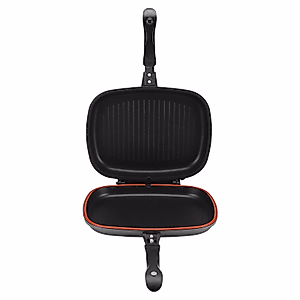 Grill Pan Frying Double Side With Antiburn Handle: Kitchen Supplies Pot (32Cm 12.6In)