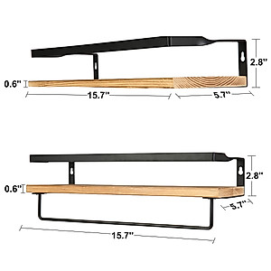 LONABR Floating Wall Shelves Rustic Floating Shelf for Bathroom Kitchen with Removable Towel Bar|Easy to Install, Decoration and Storage|Set of 2 Brown (Set of 2)