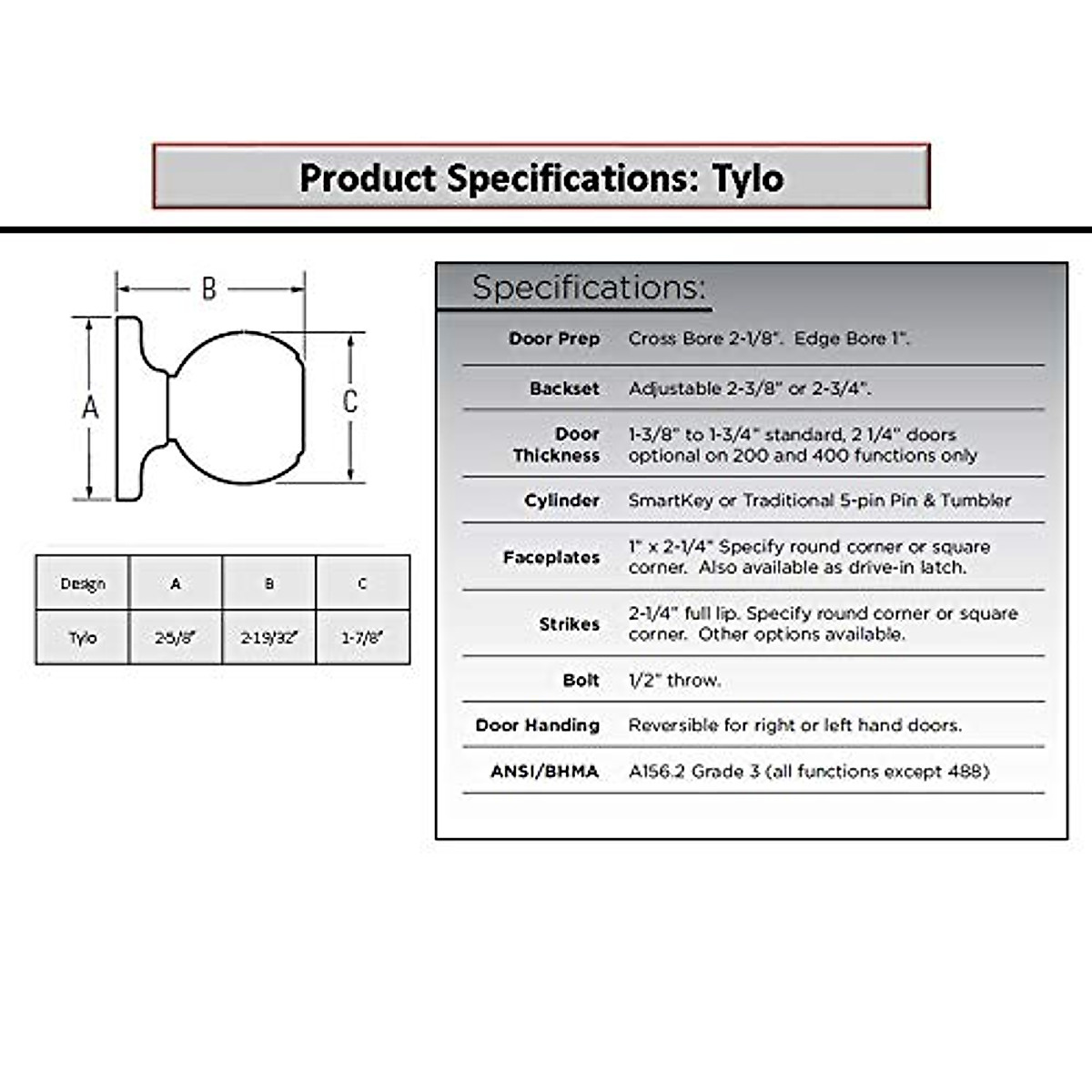 Kwikset 300T-326V1 Tylo Knob Privacy Door Lock with New Chassis with 6AL Latch and RCS Strike Brass by Bright Chrome Finish