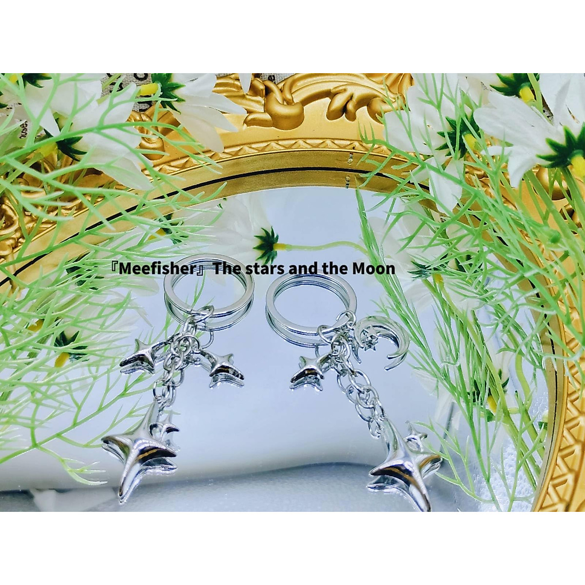 Meefisher Cute Star Keychain Aesthetic Accessories Stainless Steel Key Ring Purse Handbag Backpack Bag Charms Car Holder