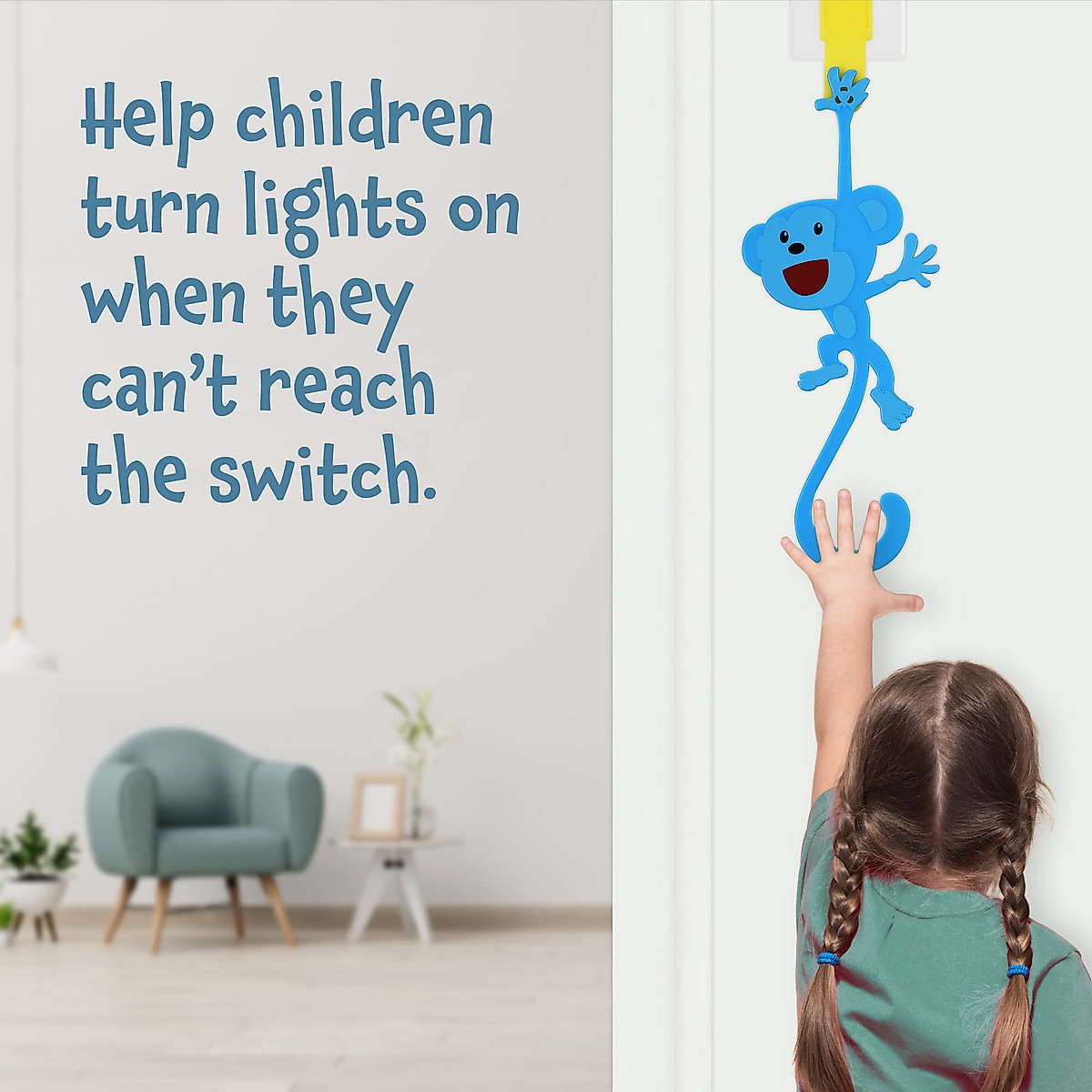 IMPRESA [3 Pack] Monkey Light Switch Extender for Kids with Easy Grab Tail - Toddler Light Switch Extender for Potty Training - Safe & Durable Light Switch for Toddlers - Easy to Install Cover