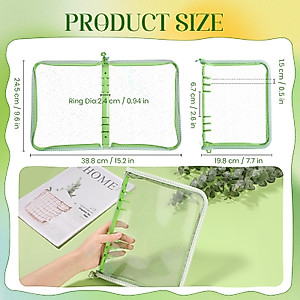 NEWEST A5 Notebook Binder Cover with Zipper, Plaid Pattern 6 Ring Refillable Planner Binder Shell, Clear Glitter PVC Loose Leaf Binder Wallet for Journal Album Diary Budget Folder DIY Cover, Purple