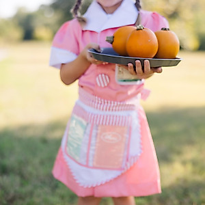Melissa & Doug Waitress Role Play Costume Set (7 pcs) - Includes Apron, Order Pad, Cap Pink 3-6 years