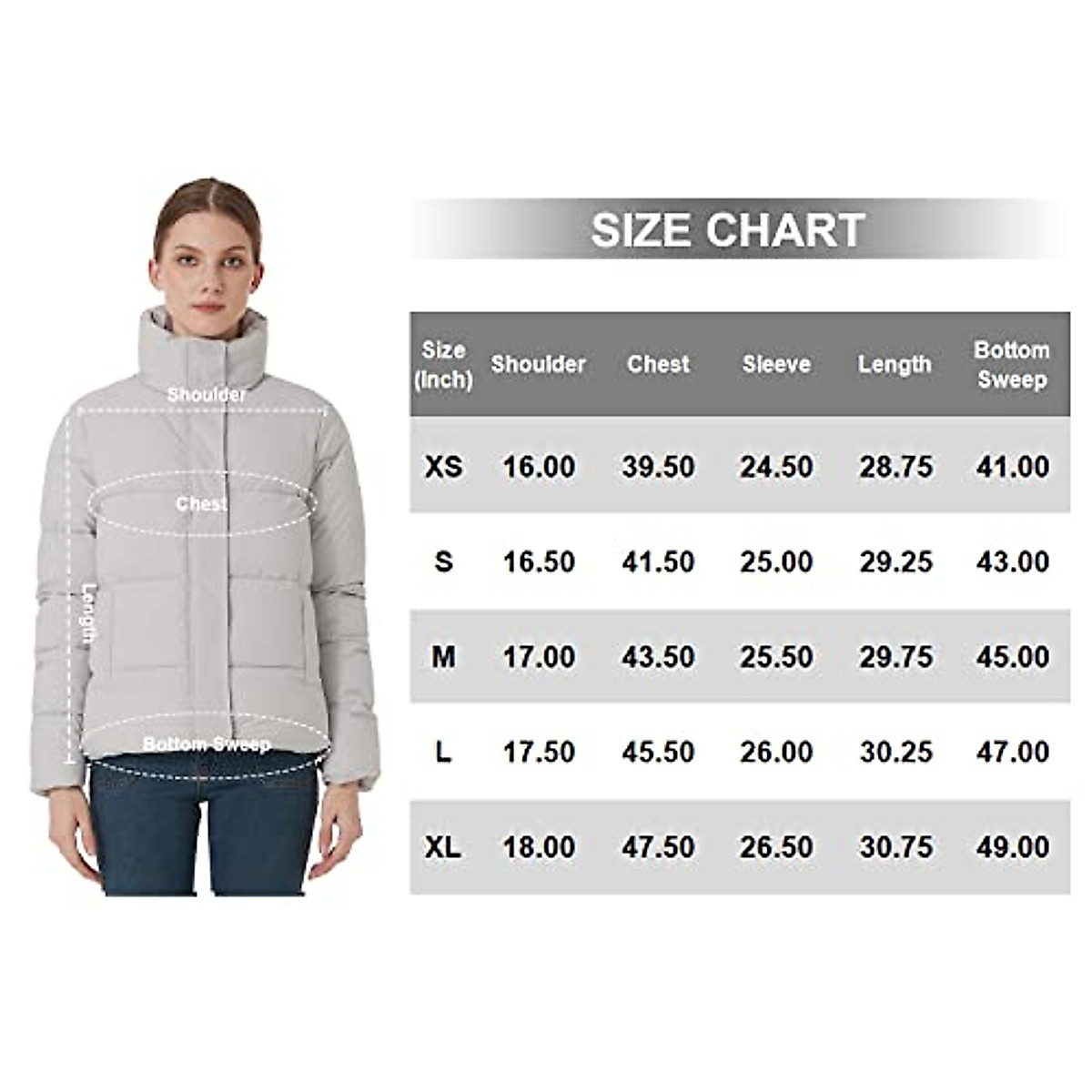 ROYAL MATRIX Women's Cropped Puffer Jacket Winter Lightweight puffer jacket Short Warm puffy Jacket (Grey, Medium)