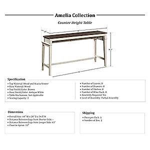 Lexicon Amelia 4-Piece Counter Height Dining Set, Antique White