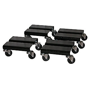 Vestil SDOL-2 Steel Dolly Set, 500 lbs Capacity, 8" Length x 8" Width x 3-5/8" Height Deck, Pack of 2, Black