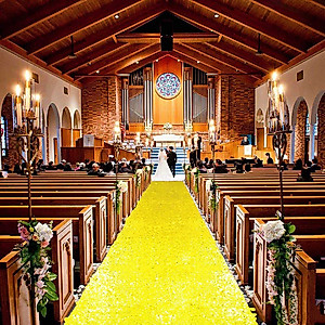 AMZLOKAE Aisle Runners for Weddings Sequin Aisle Runner Glitter Aisle Runner Rustic Outdoor Rug Runner Aisle Runner for Ceremony Sparkle Carpet Runner Bride Runner (4FTx15FT, Yellow)