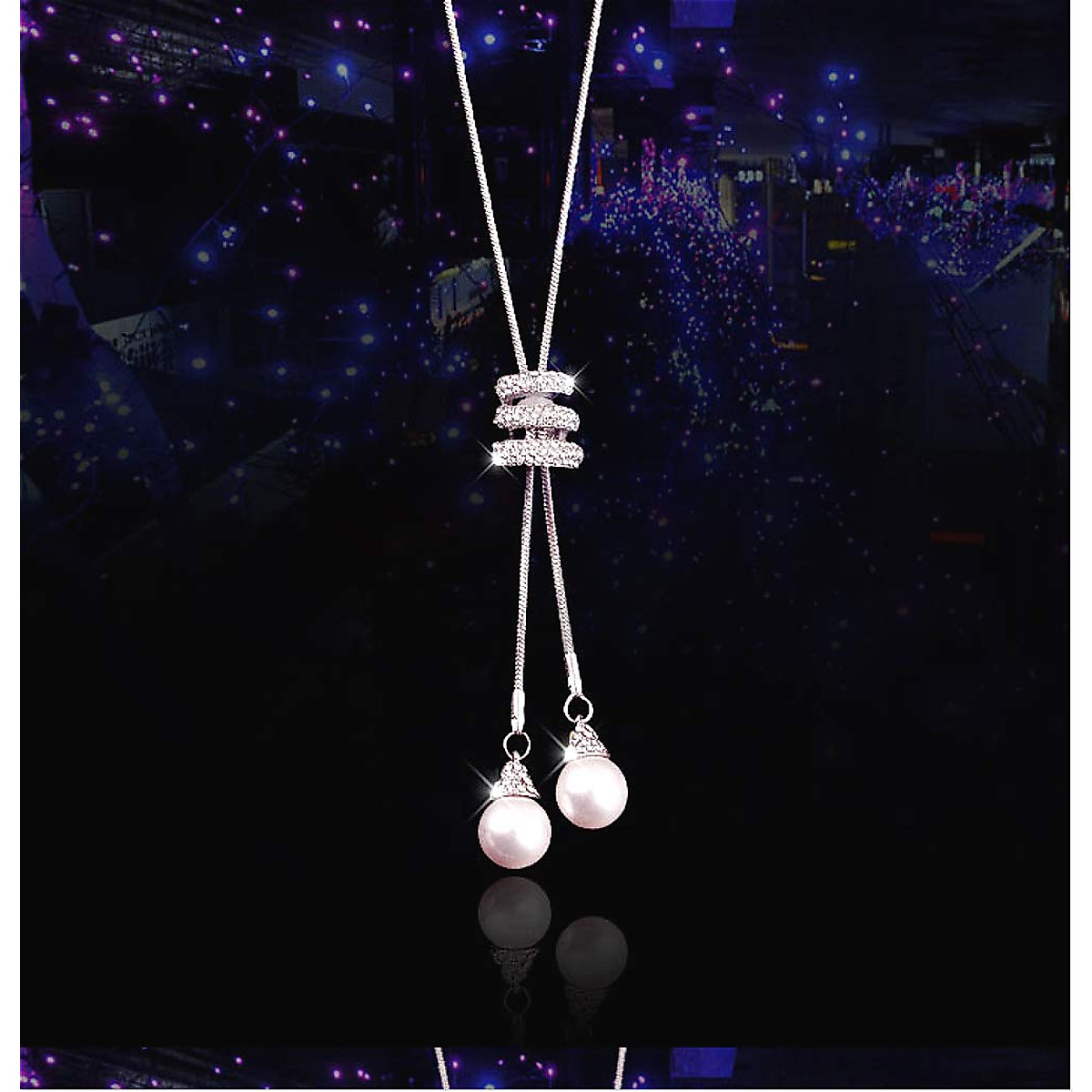 Cathercing Spiral Pearl Pendant Long Necklace for Women Sweater Chain Statement Necklace Choker Adjustable Elegant Jewelry Crystal Accessories Dressy Collocation Winter Evening Party Wedding