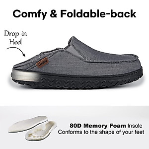 LongBay Men's Moccasin Slippers Cozy Breathable Memory Foam House Shoes for Indoor Outdoor Gray, 11