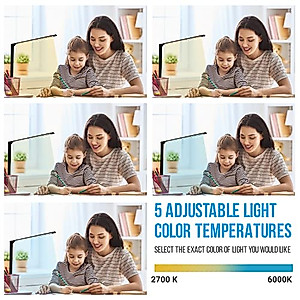 LIGHTACCENTS LED Desk Lamp with USB Charging Port, Smooth Touch Light Dimmer Switch with Adjustable Light Color Temperature Automatic Shut Off Feature Solid Aluminum Construction (Black)